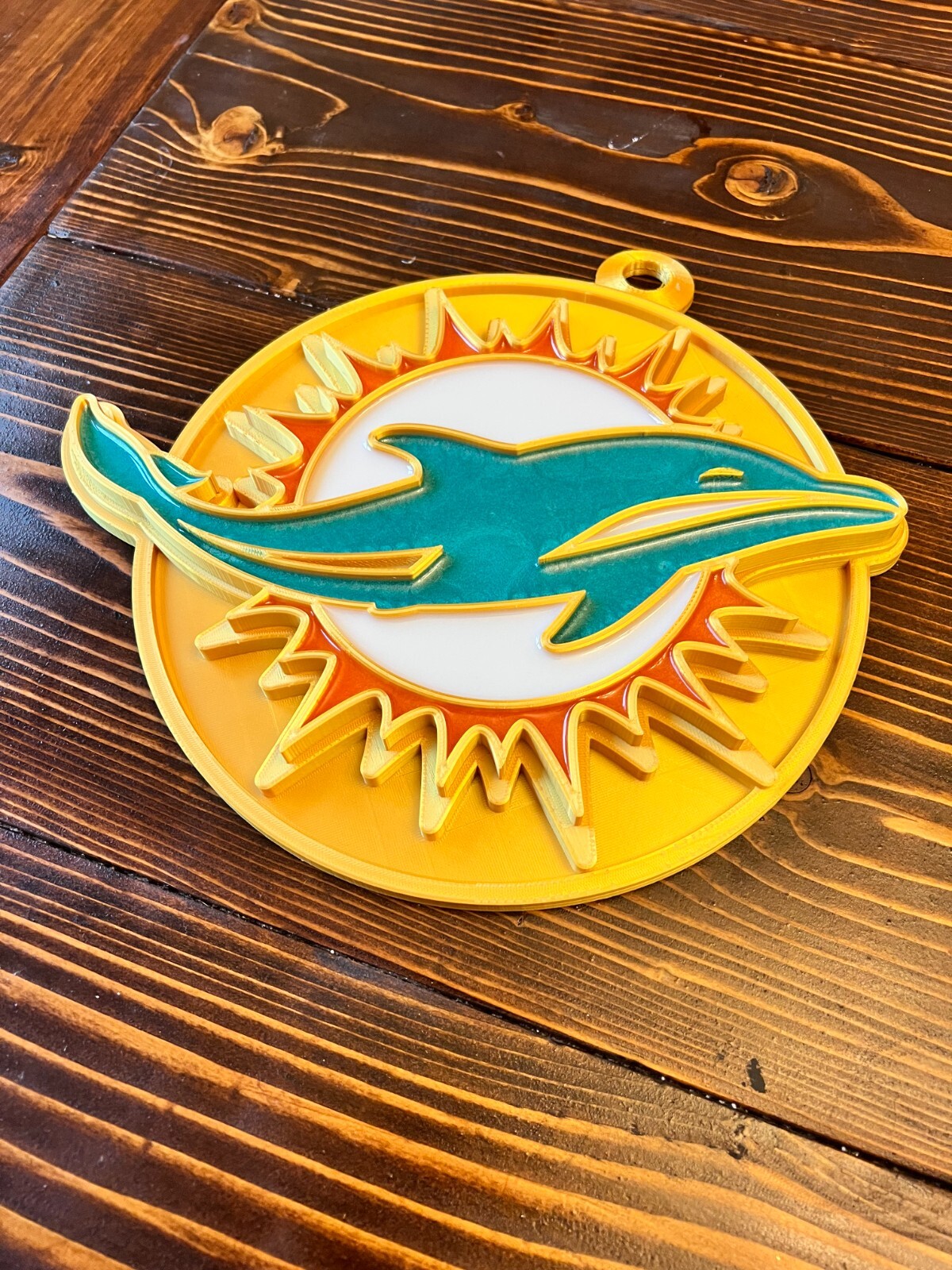New Huge Gold Miami Dolphins Fan Chain Necklace Plastic Epoxy Art | eBay