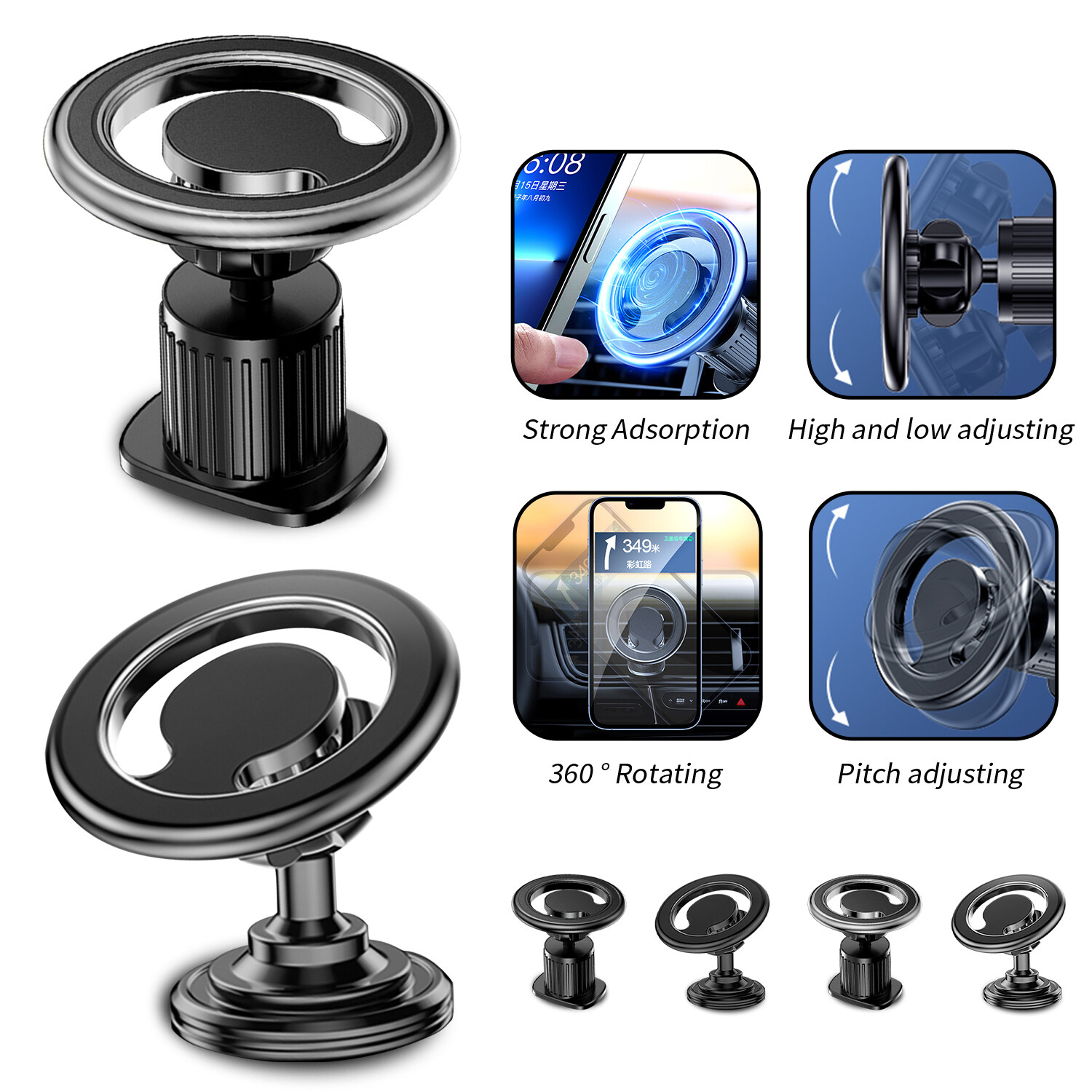 Magnetic 360° Rotation Strong Mag Safe Air Vent Car Mount Dashboard ...
