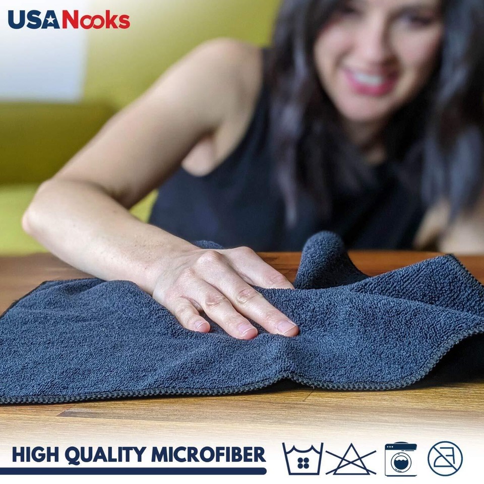 Microfiber Cleaning Cloth Grey 12 Packs 12.6"x12.6" High Performance ...