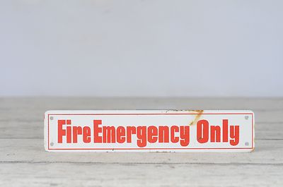 Vintage Fire Emergency Only Sign One Sided Metal Fire Sign | eBay