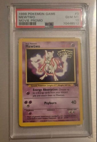 Pokémon Mewtwo #3 Movie Promo 1999 Stamped WB Black Star Promo PSA 10 ...