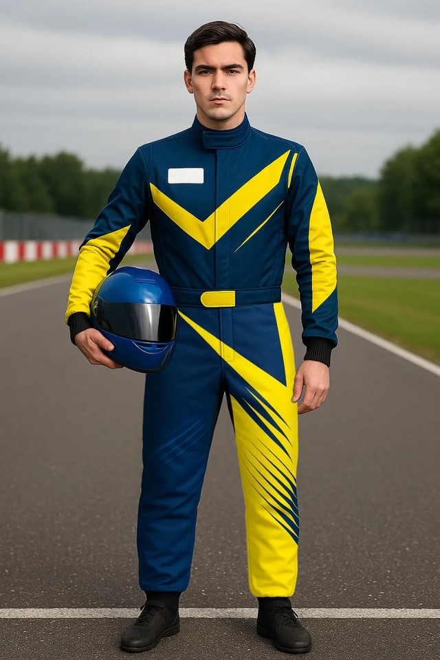 2025 Custom Go Kart Racing Suit-Blue Yellow Racewear/Pro racing ...