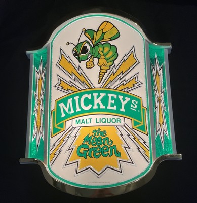 Mickeys Malt Liquor Beer The Mean Green Bar Light Up Foil Sign 1983 ...