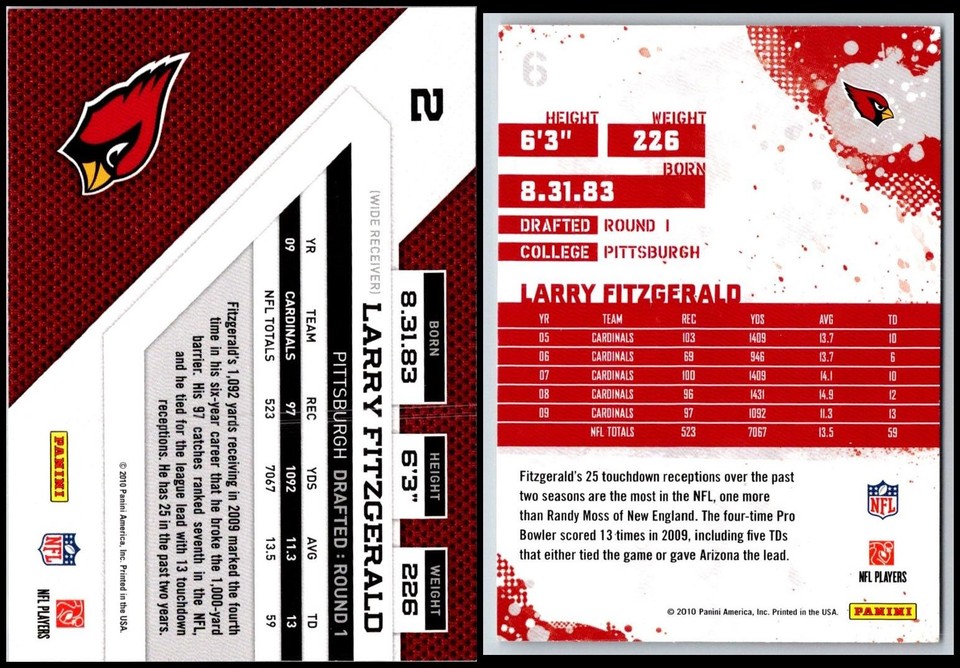 2010 Larry Fitzgerald (2) Card Lot - LIMITED EDITION – RARE GEM | eBay