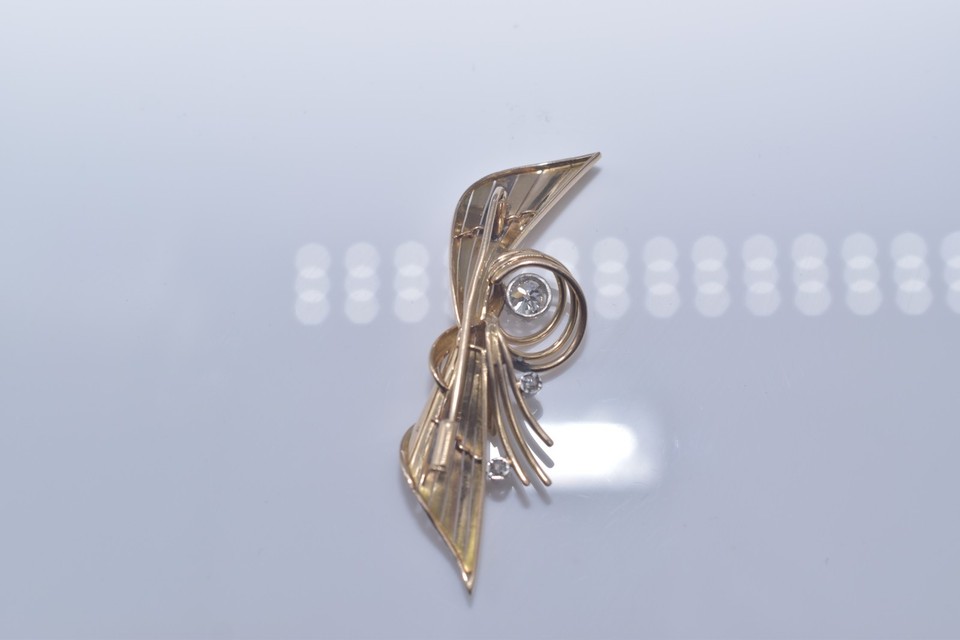 Stunning Estate Antique 14k Gold European Cut Diamond Bow Brooch | eBay