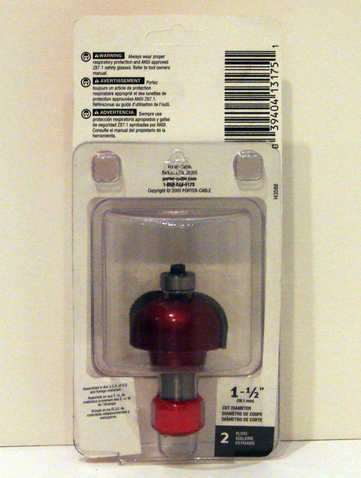 Porter Cable 43588PC 1/2" Cove 1-1/2" Cut Carbide Tipped Router Bit 1/2 ...