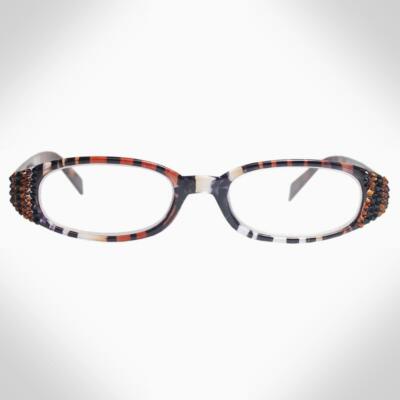 Jimmy Crystal Women's Tiger Striped Swarovski Crystal Readers | eBay