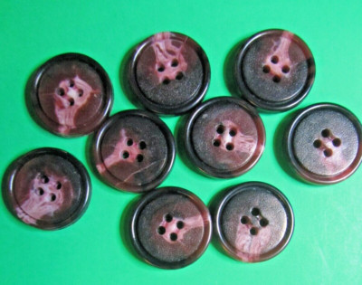 (9) NEW UNUSED 15/16" MARBLED BURGUNDY RED PLASTIC 4-HOLE JACKET ...