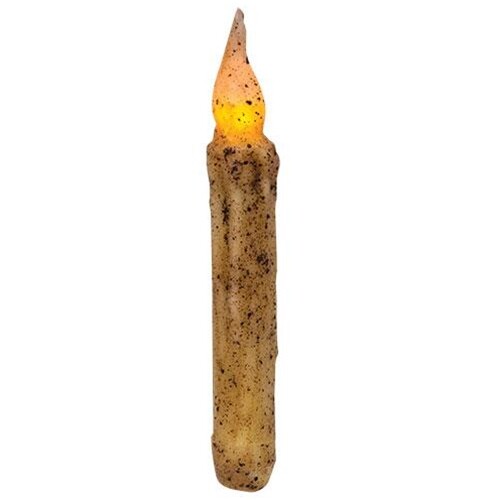NEW BURNT IVORY TIMER TAPER CANDLE Grungy 6.5" LED Twisted Tip ...