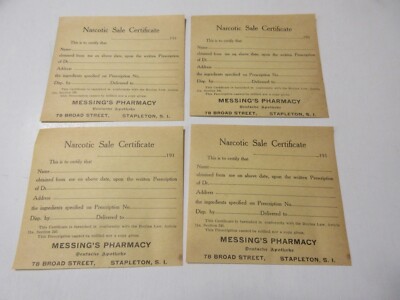 4 = ALL THE SAME) = VERY OLD NARCOTIC-PHARMACY-MEDICINE BOTTLE LABELS ...