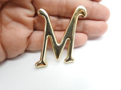 Gold Tone Metal Capital M Brooch Vintage | eBay