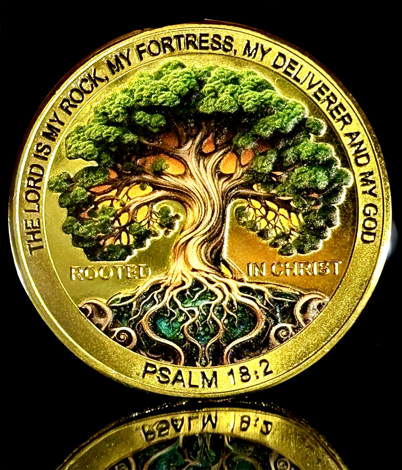 LOT X 2 TREE OF LIFE ROOTED IN CHRIST 24K GOLD LAYERED COLORIZED COINS ...