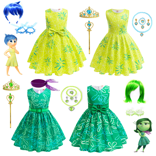For Kids Girls Inside Out 2 Halloween Costume Princess Party Fancy ...