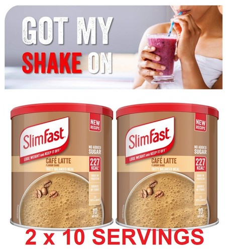 2 SlimFast Cafe Latte Meal Replacement Powder Shakes Weight Loss Diet ...
