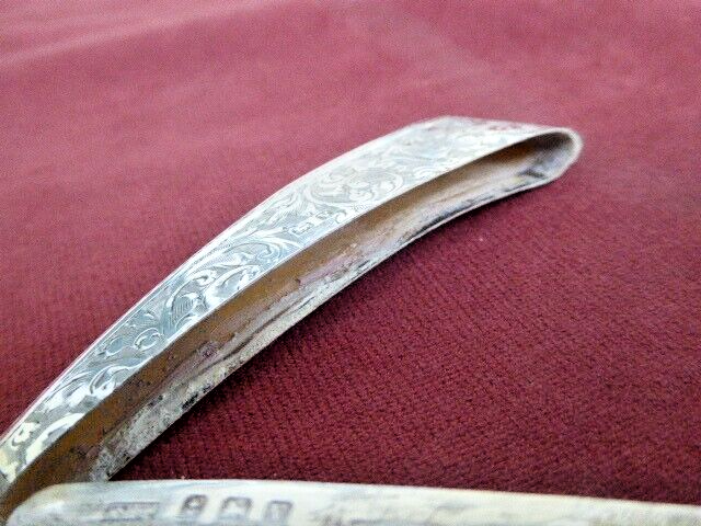 Antique HM CHASED Sterling Silver Birmingham 1920 CURVED CALLING CARD ...