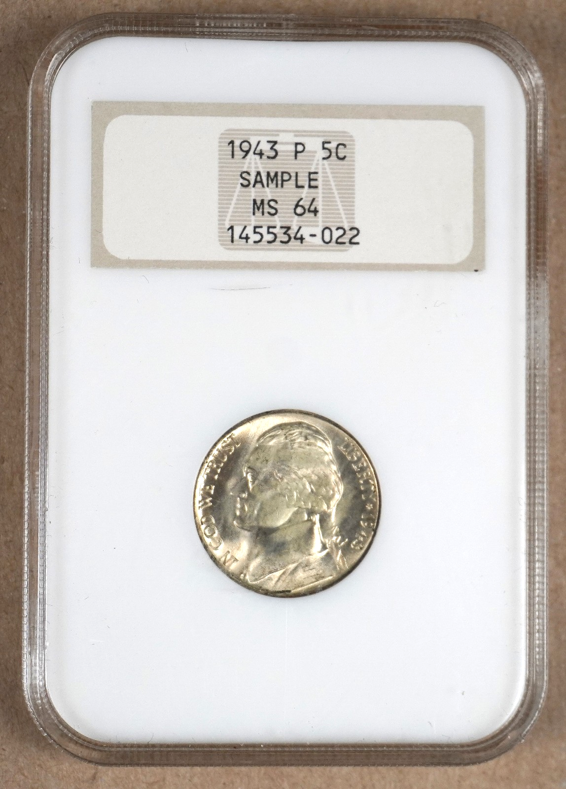 1943-P WARTIME SILVER JEFFERSON NICKEL SCARCE OLD NGC MS64 SAMPLE ...