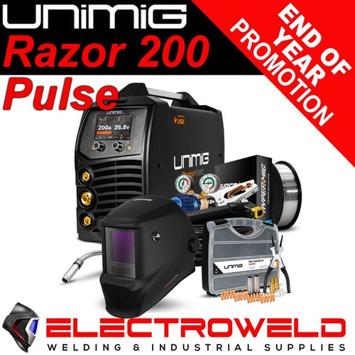 UNIMIG Razor 200 Pulse Mig Tig Stick Welder, Helmet, Consumables ...
