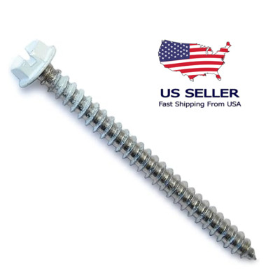 Zip Screws #8 x 1-1/2 Self-Piercing 1/4" Hex Washer White Sheet Metal ...