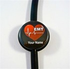 ID STETHOSCOPE NAME TAG EMT RED HEART DOCTOR NURSE RN EMT ER VET CNA ...