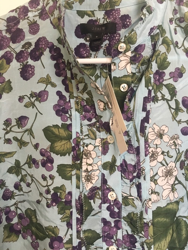 NWT JCrew Ratti Fruity Floral Ruffle Sleeveless Blouse Top Silk/Cotton ...