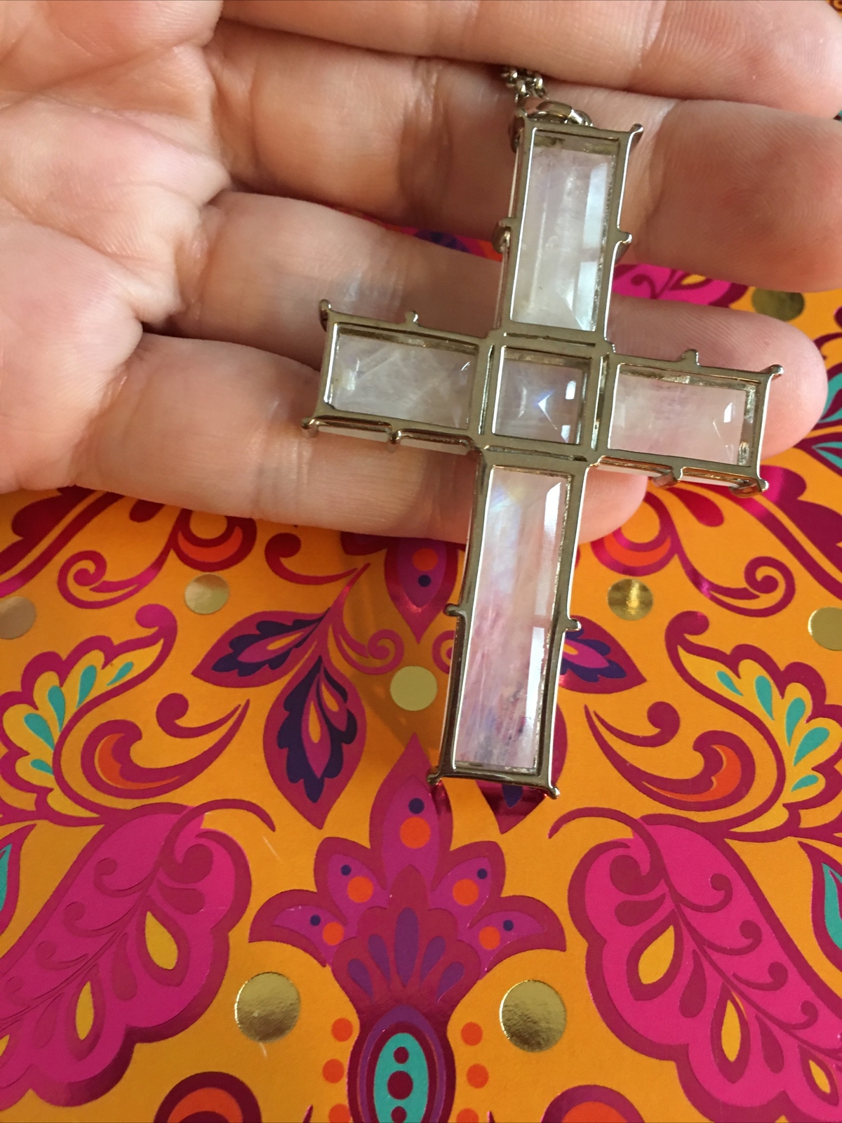 Hespera Silver Large Moonstone Cross - Gem