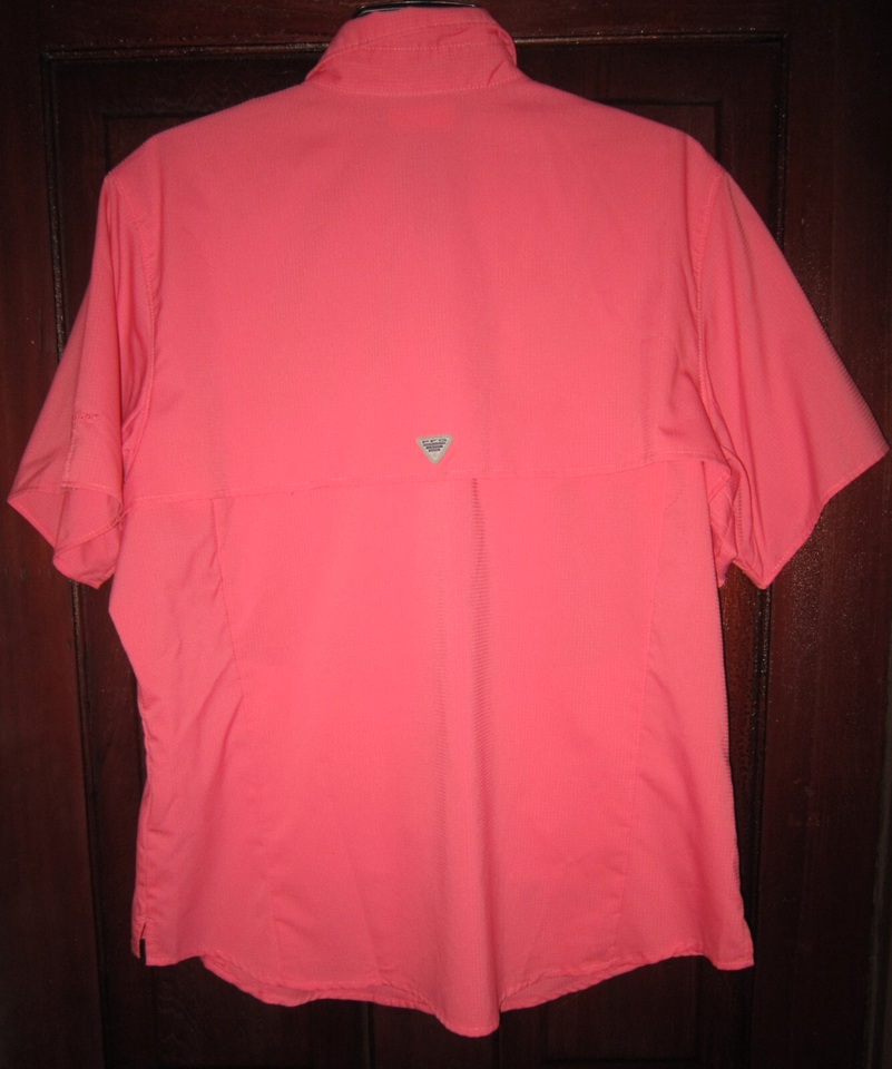 Columbia PFG Sz XL Button Snap Shirt Top Fishing Gear Mesh Lined Pink ...