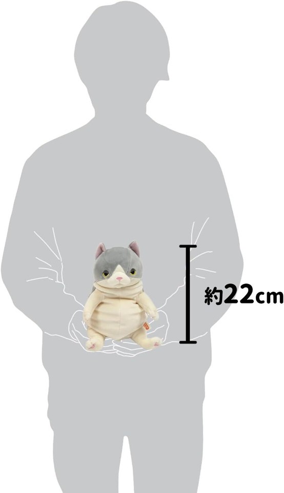 Shinada Global Mochi-Neko Cat Hachiware Gray M size Plush Doll 14×14× ...