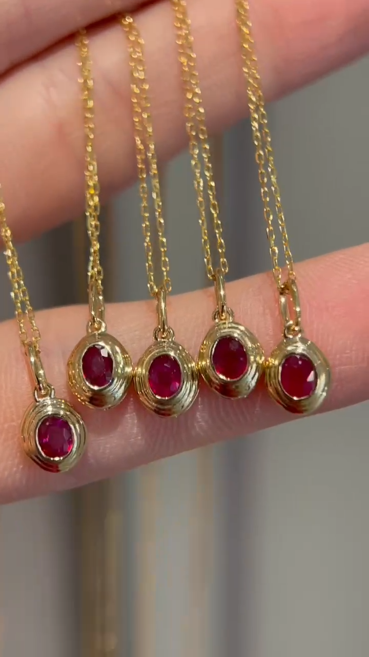 18K Rose Gold Ruby Diamond Necklace Natural Ruby & Lab Diamond Pendant | eBay Australia