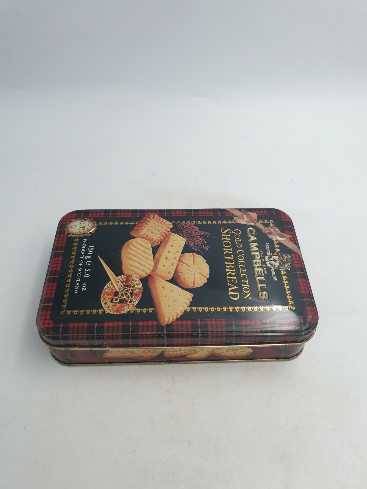CAMPBELLS SCOTTISH SHORTBREAD TIN RED TARTAN SHORTBREAD JEWELLED BROOCH ...