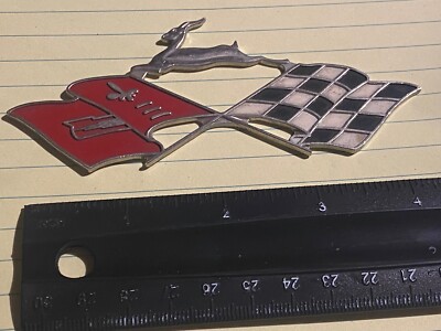 VINTAGE CHEVY IMPALA - CHEVROLET IMPALA BADGE EMBLEM TRIM CROSS FLAGS ...
