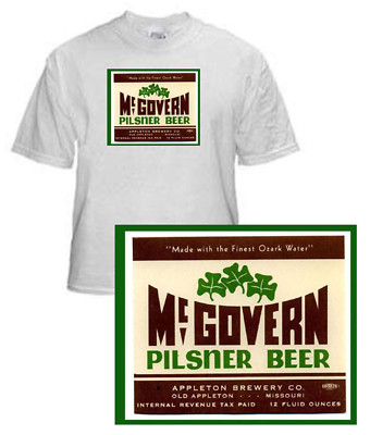 APPLETON BREWING MCGOVERN PILSNER BEER LABEL T SHIRT OLD APPLETON MI SM ...