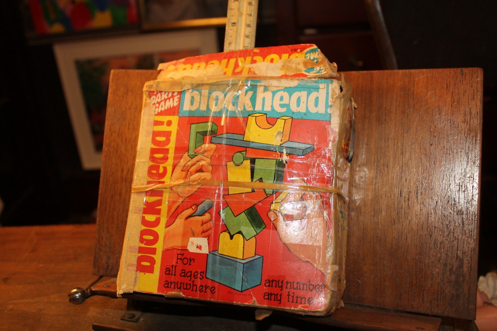 Vintage 1954 Blockhead Party Game Wood Block Stacking in Rough Box | eBay