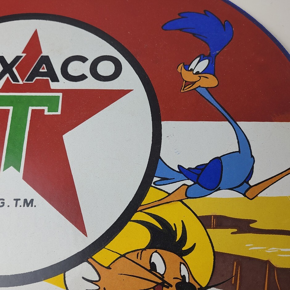Vintage Texaco Gasoline Sign - Red Star Road Runner Gas Pump Service ...