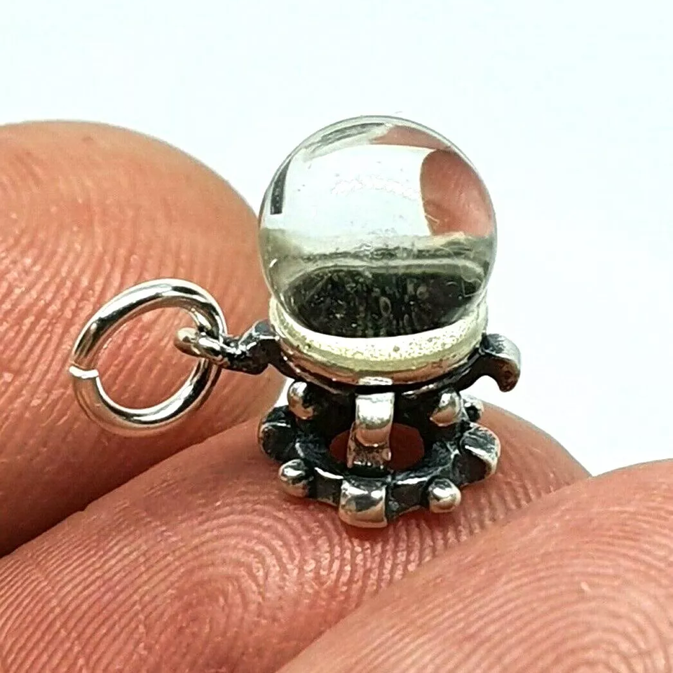 Quartz Crystal Ball Charm 925 Sterling Silver Small Scrying Jewellery ...