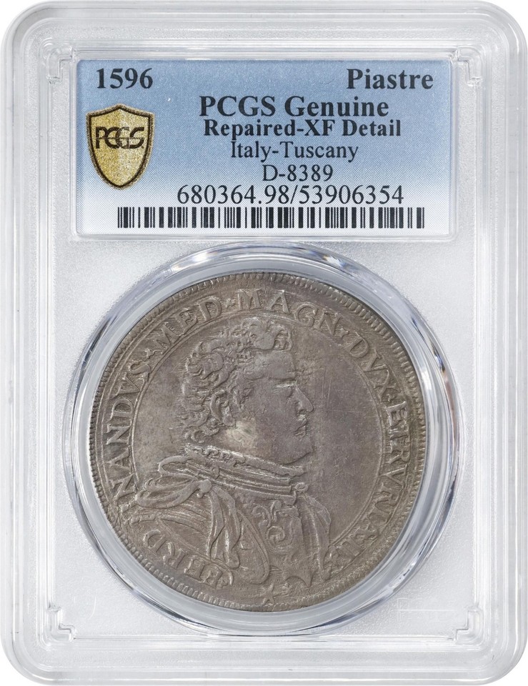 ITALY TUSCANY/FLORENCE FERDINAND 1596 PIASTRE SILVER COIN PCGS ...