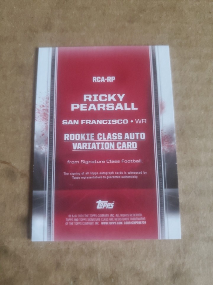 Ricky Pearsall 2024 Topps Signature Class Purple Rookie Class Auto RC ...