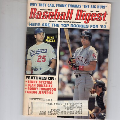 December 1993 Baseball Digest Magazine Top Rookies Mike Piazza Tim ...