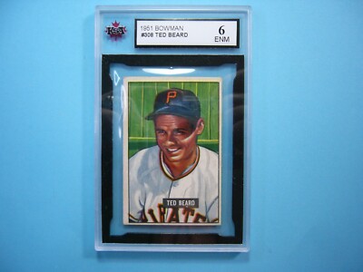 1951 BOWMAN MLB BASEBALL CARD #308 TED BEARD ROOKIE RC KSA 6 EX/NM '51 ...