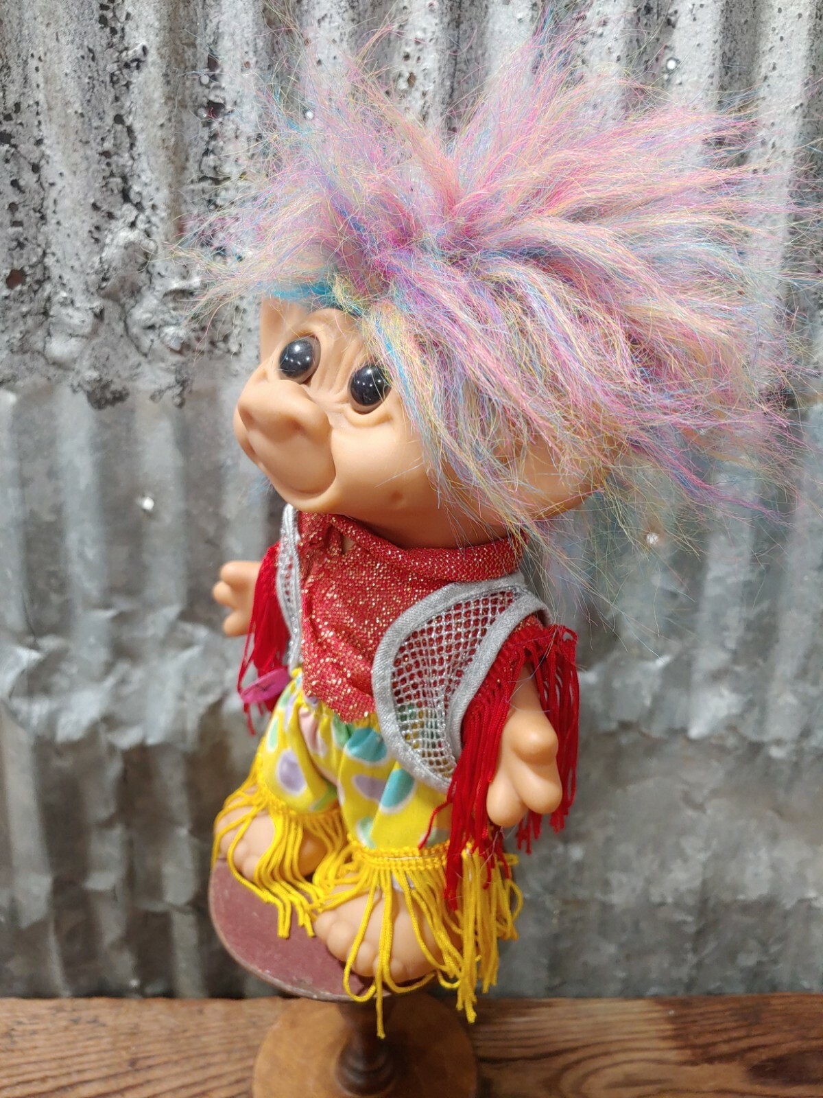 Vintage Uneeda Wishnik 8" Troll Rocker Disco Rainbow Hair Double ...
