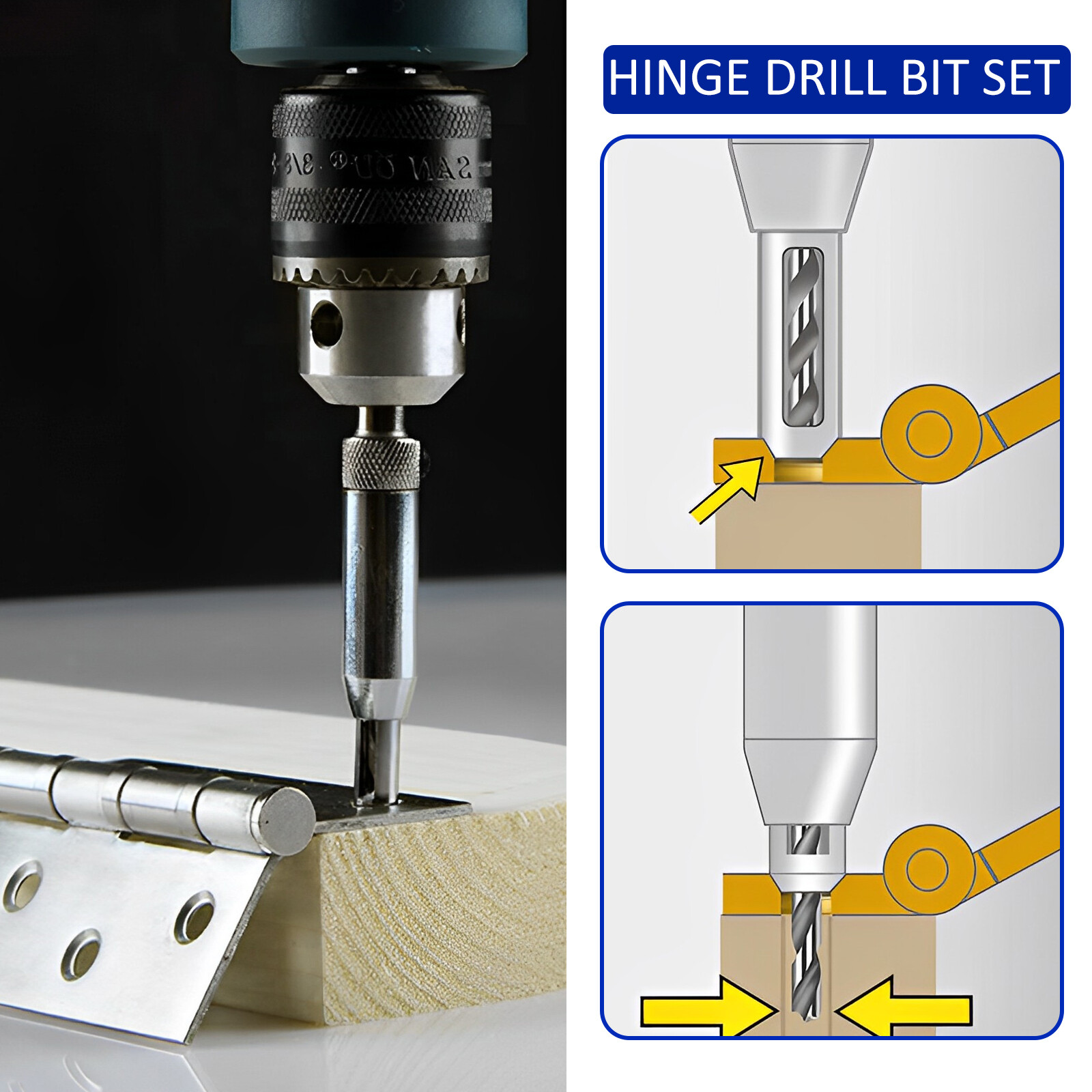 8Pcs Hinge Drill Bit Set HSS Self Centering Drill Bit Hex Shank Hinge ...