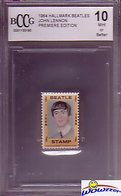 1964 Hallmark BEATLES Stamp John Lennon BECKETT 10 MINT Vintage Rare ...