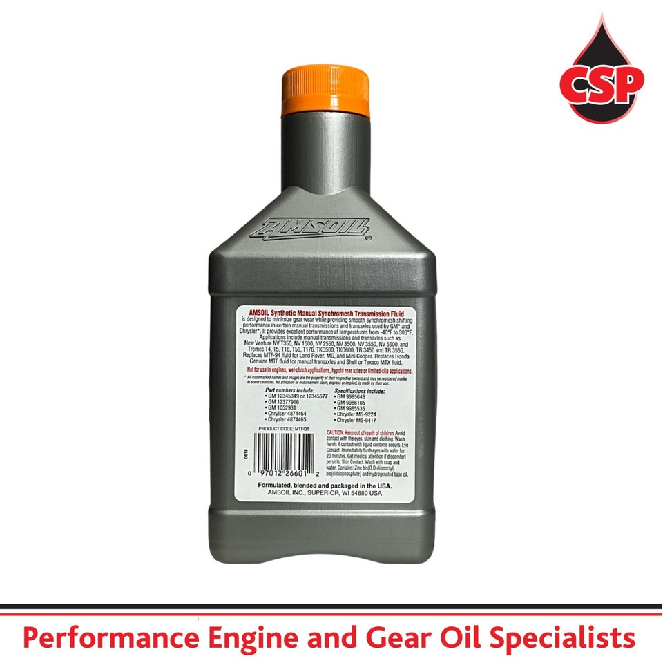 Amsoil Manual Synchromesh Transmission Fluid MTF - 1 US Quart - 0.94 ...
