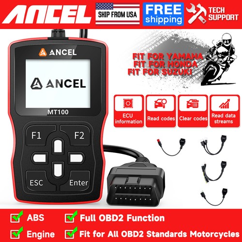 MT100 Motorcycle Diagnostic Scan Tool OBD2 Scanner Code Reader Check ...