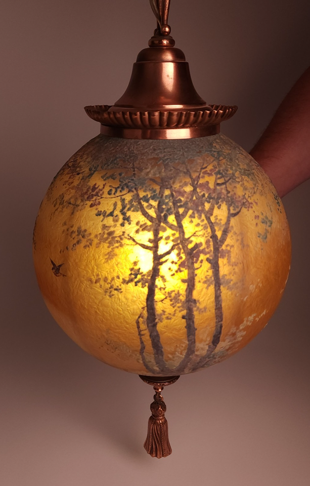 Handel Hanging Light Fixture Antique Arts& Crafts Lamp Birds in Flight ...