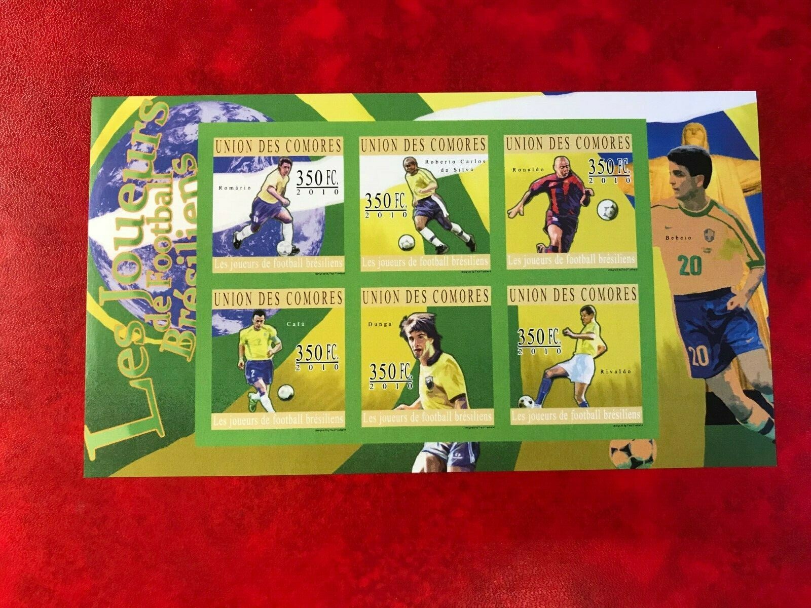 COMORES COMOROS 2010 MNH FOOTBALL IMPERFORATE RONALDO DUNGA KAFU ...