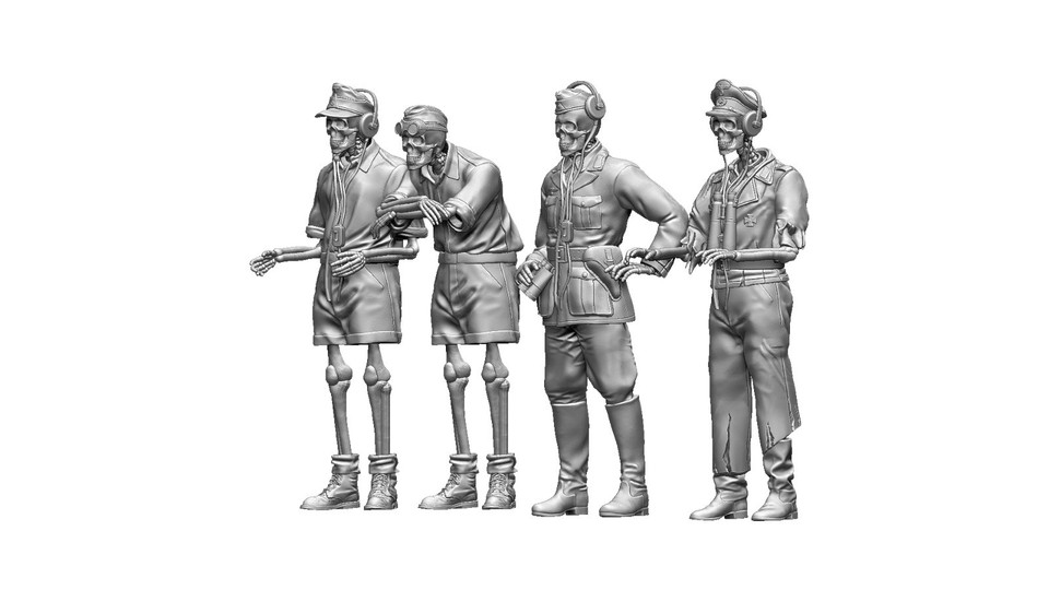 WW2 German Skeleton Tank Crew 1:35 Resin 3D Printed Figures | eBay