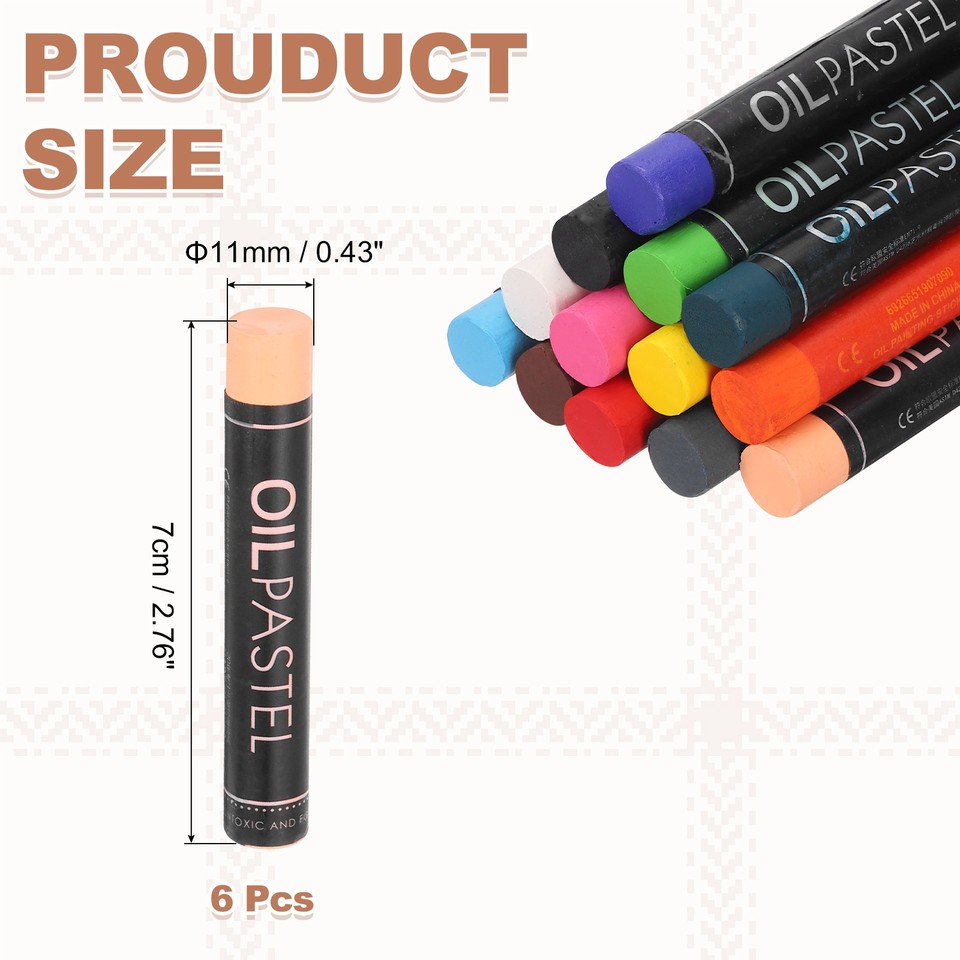 6 PCS Oil Pastels, Soft Oil Chalk Pastels, Color Crayons, Beige | eBay