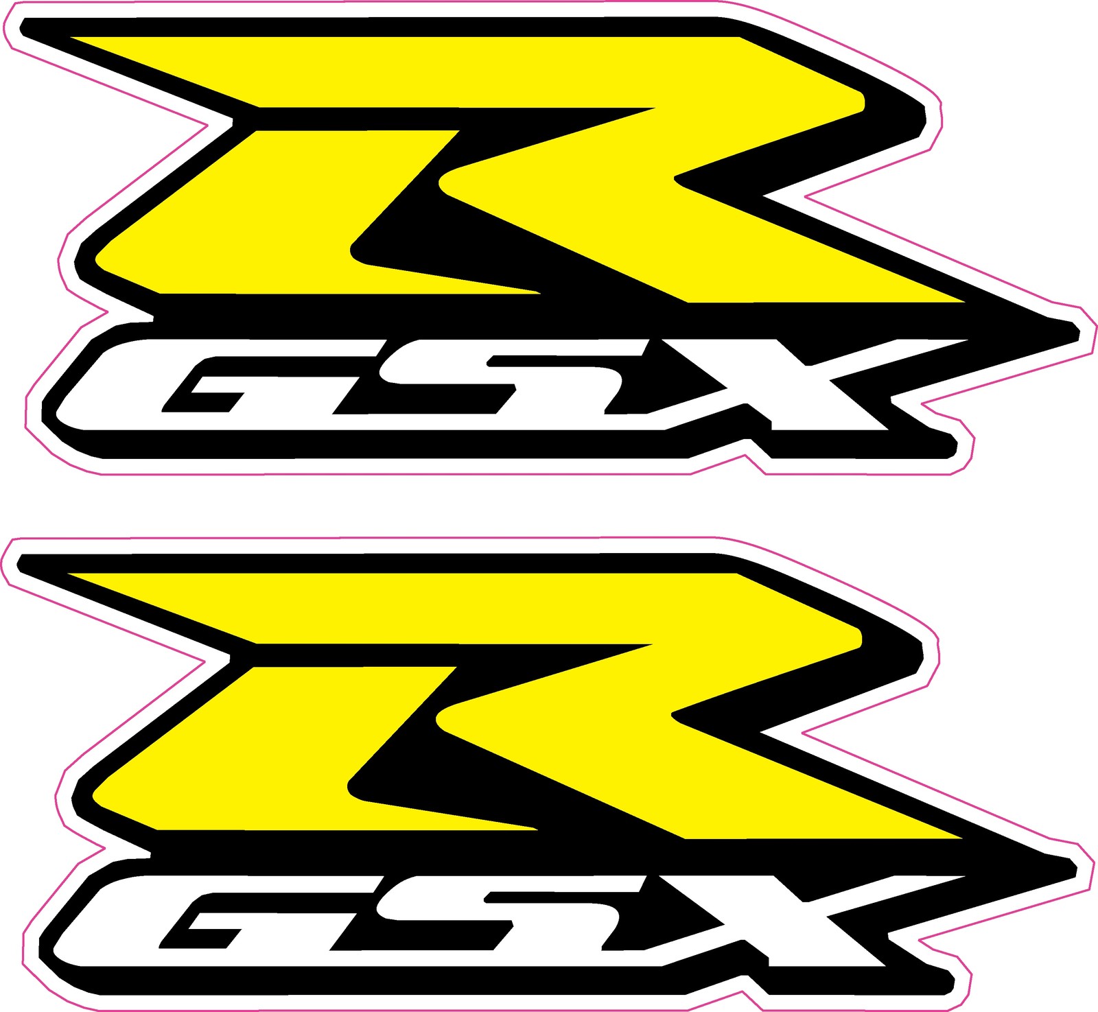 2x GSXR Suzuki Motorcycle Stickers-Yellow 'R'-Decals Quality Printed ...