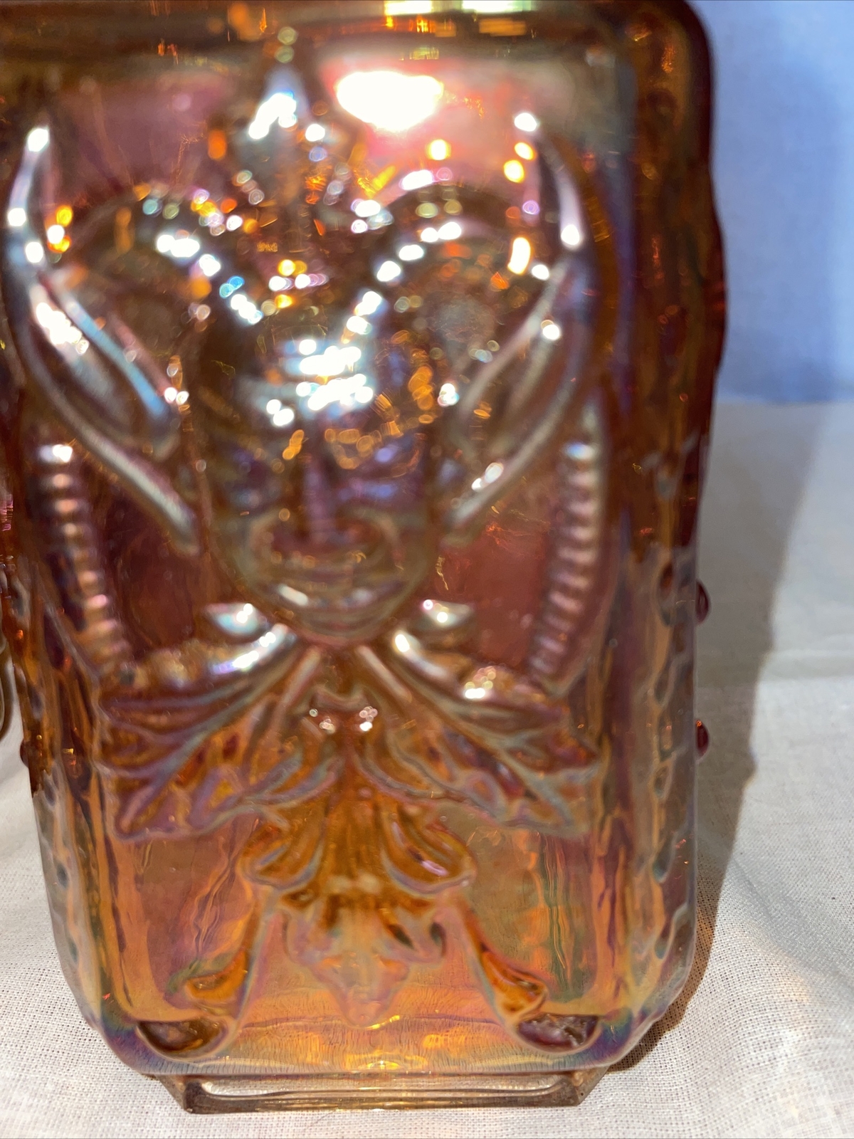 Vintage Imperial Rubigold Masque Drama Glass Jester & Flowers Vase Set ...