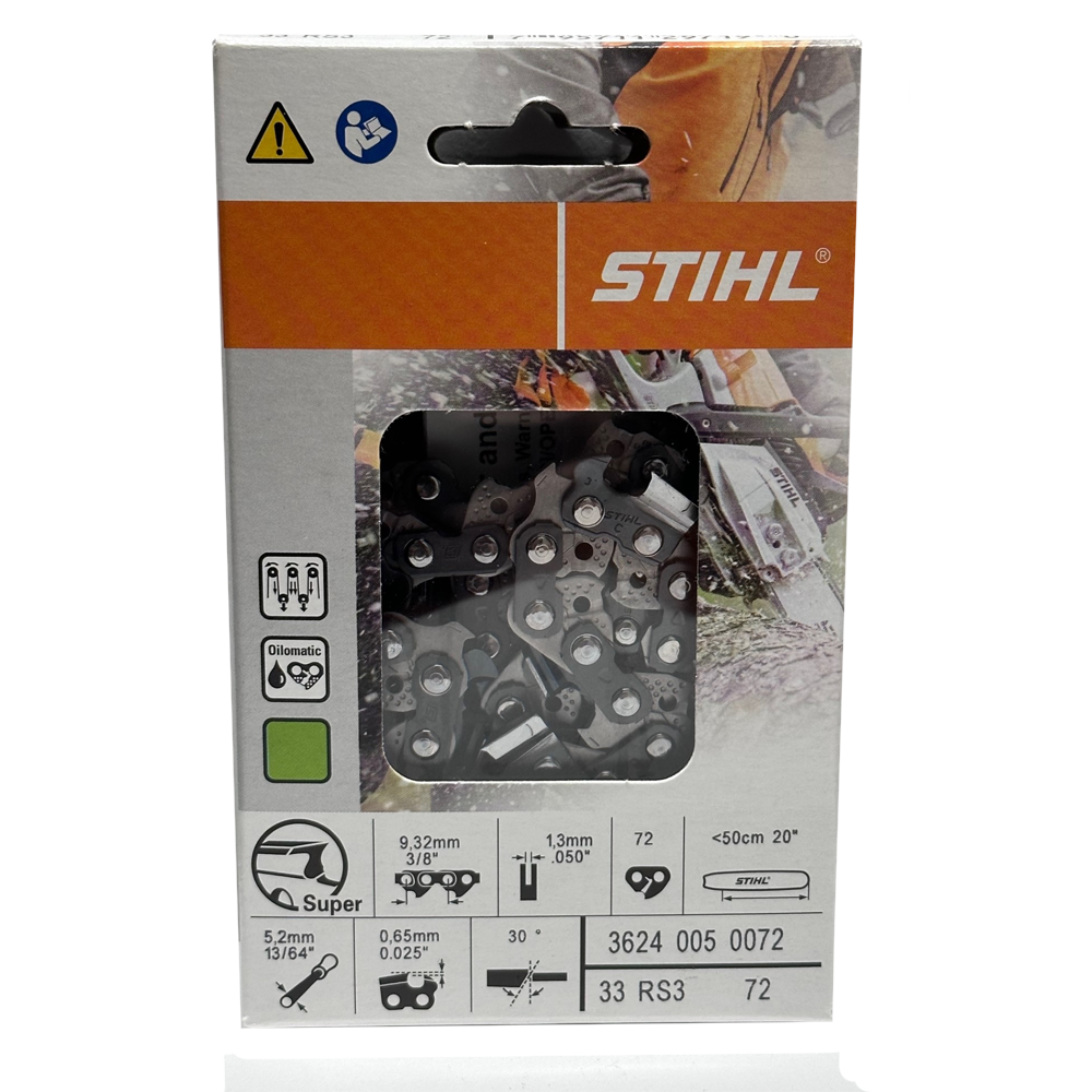 Genuine OEM Stihl 3624 005 0072 20" Chainsaw Chain Loop 33 RS3 72 Drive ...